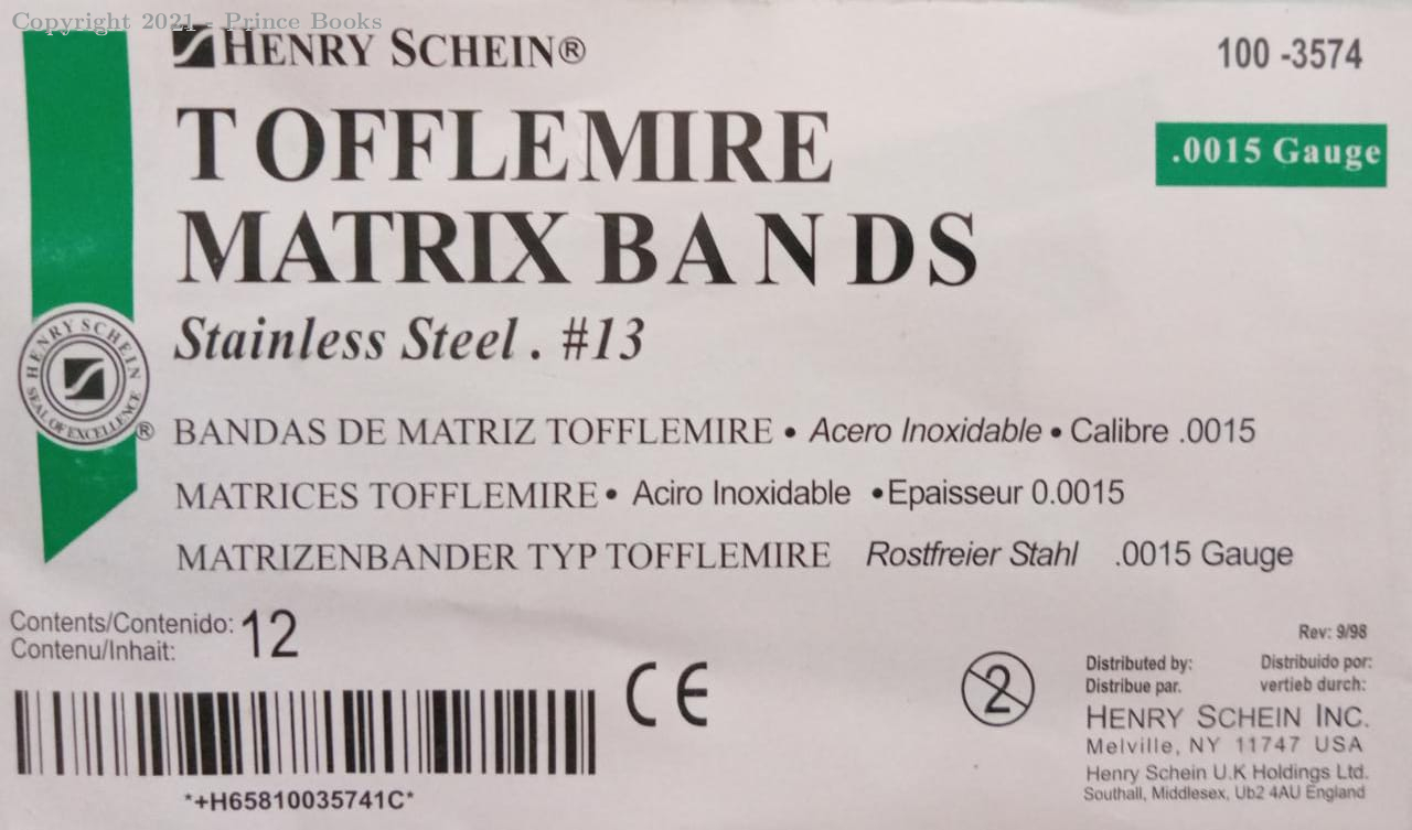 80154113 - tofflemire matrix bands stainless steel