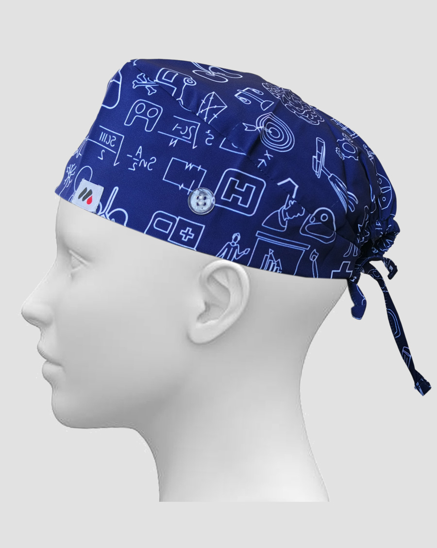 03242036 - Medfit Printed Blue Scrub Cap